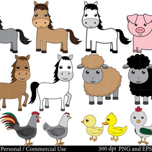 Farm Animals Set Clipart - Digital Clip Art Graphics, Personal ...