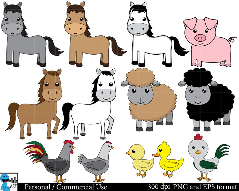 Farm Animals Set Clipart - Digital Clip Art Graphics, Personal ...