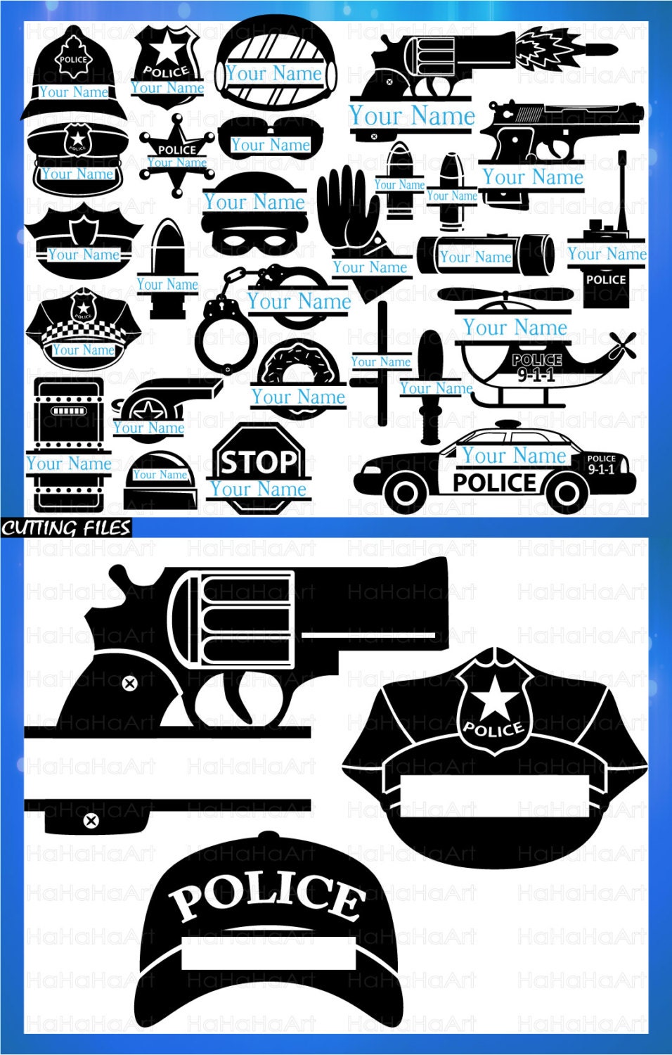 Split Police Monogram - Digital Cutting Files Svg Png Eps Jpg Dxf ...