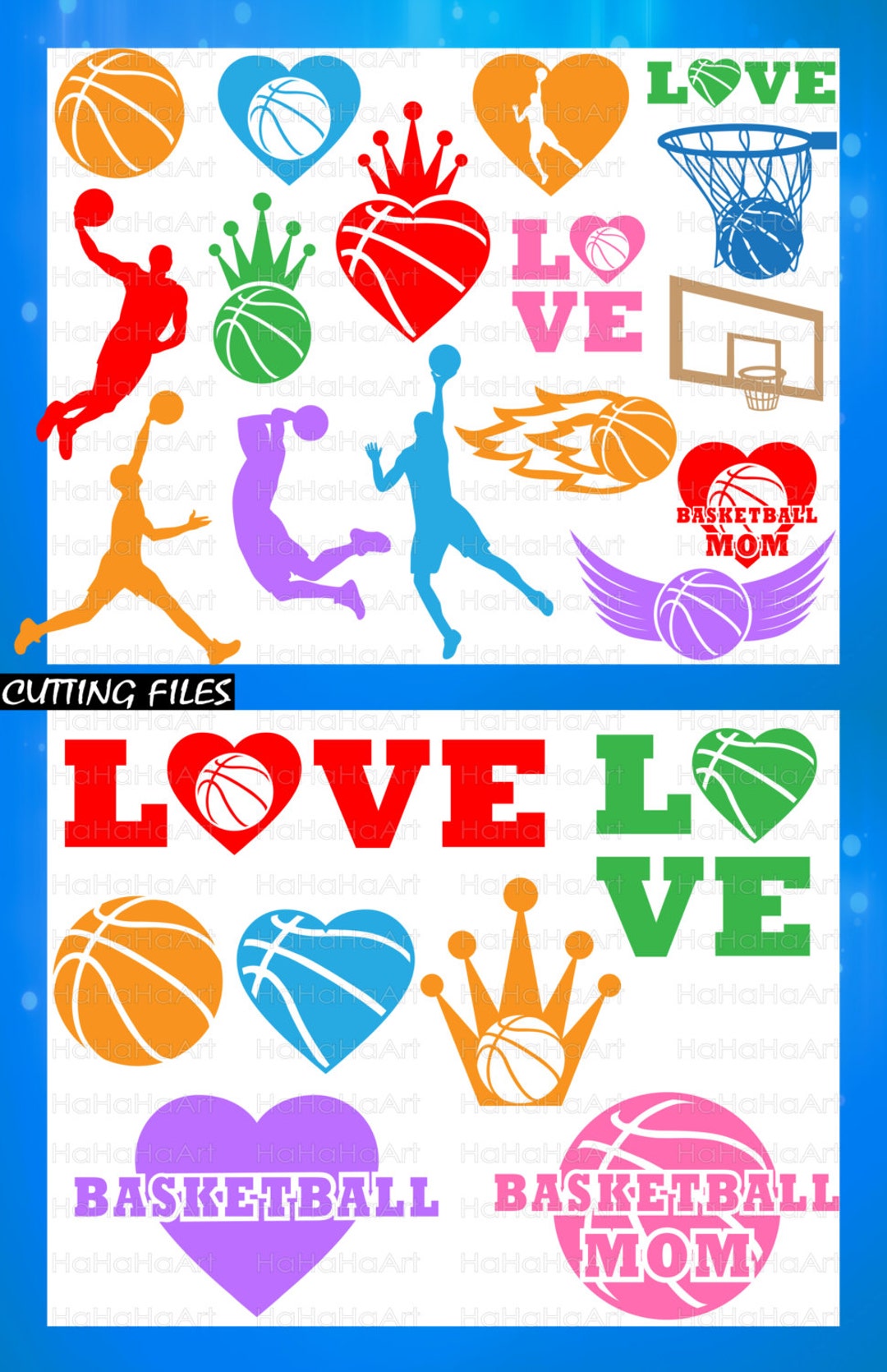 Basketball Color Monogram Cutting Files Svg Png Jpg Eps Dxf Digital ...