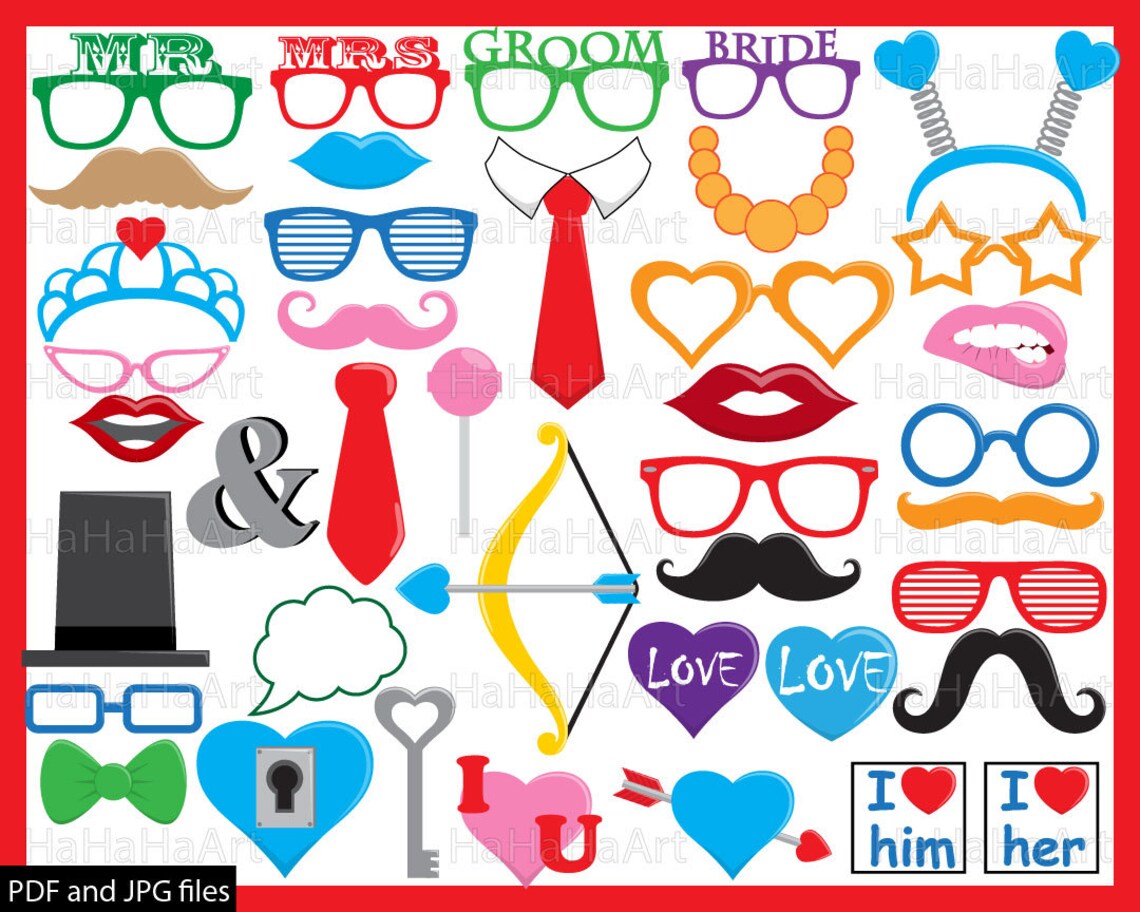 Love and Wedding Props Clipart PDF JPG Digital Graphic - Etsy