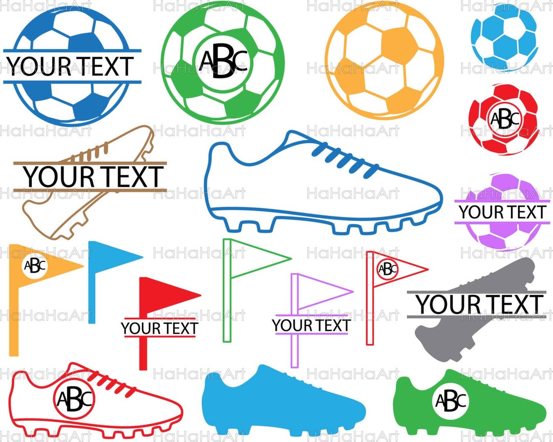 Soccer Monogram Color Cutting Files Svg Png Jpg Eps Dxf Digital Graphic ...