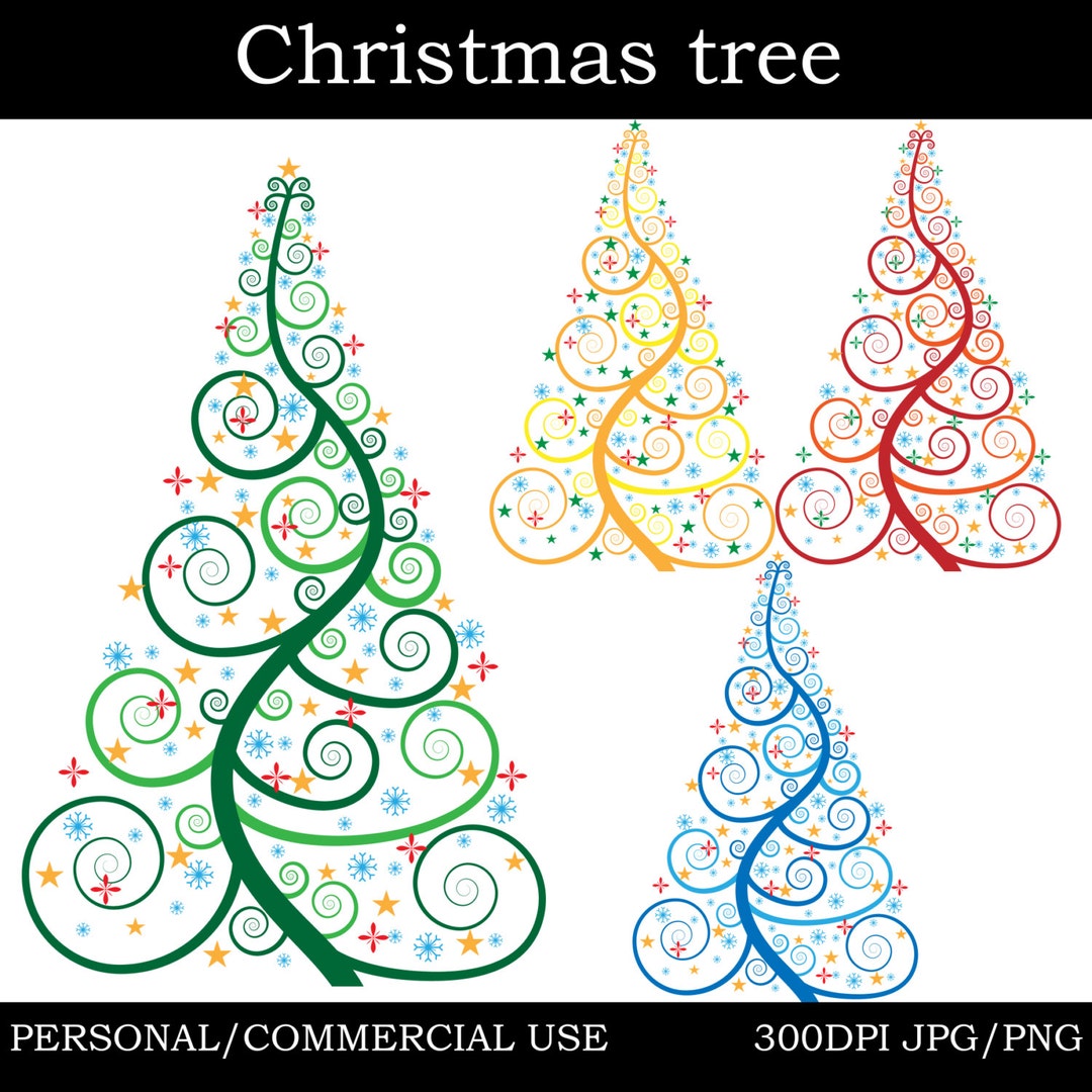 Christmas Trees Set Clipart Digital Clip Art Graphics, Personal ...