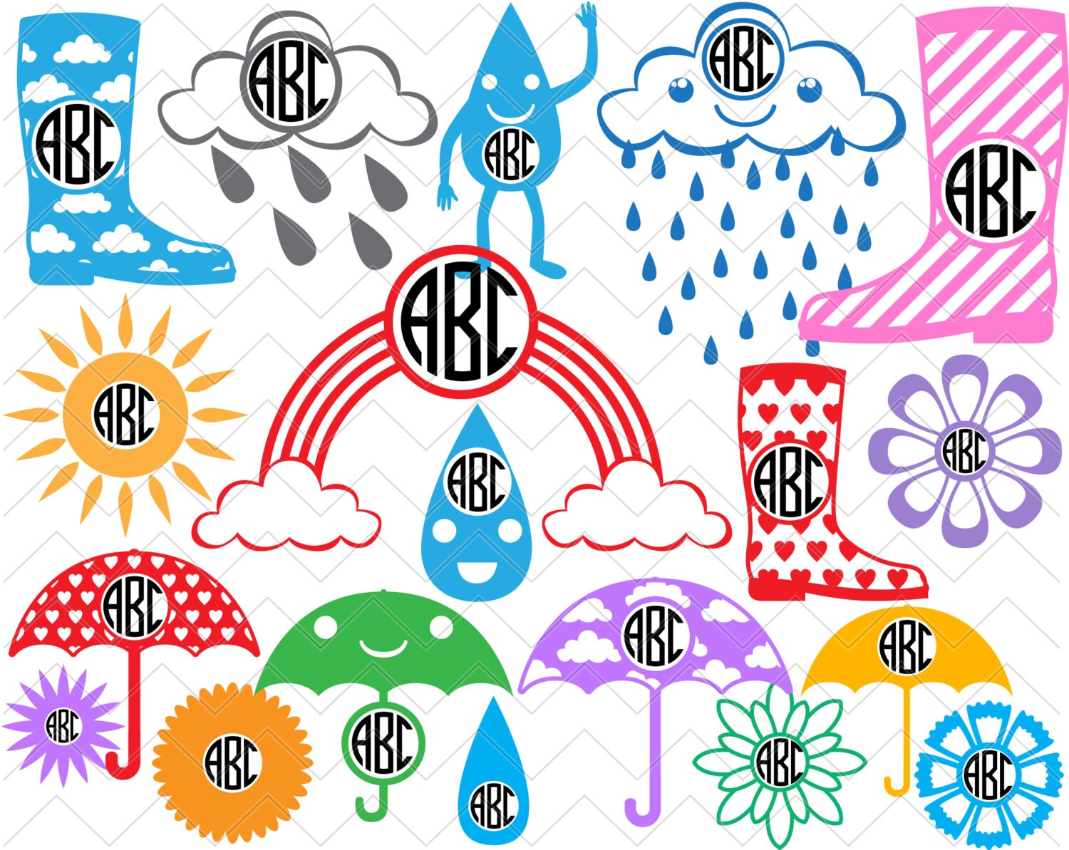 Small Monogram Funny Rain Digital Cutting Files Svg Png Eps | Etsy