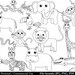 Outline Safari Animals Digital Clipart, Clip Art Graphics, Personal Use ...