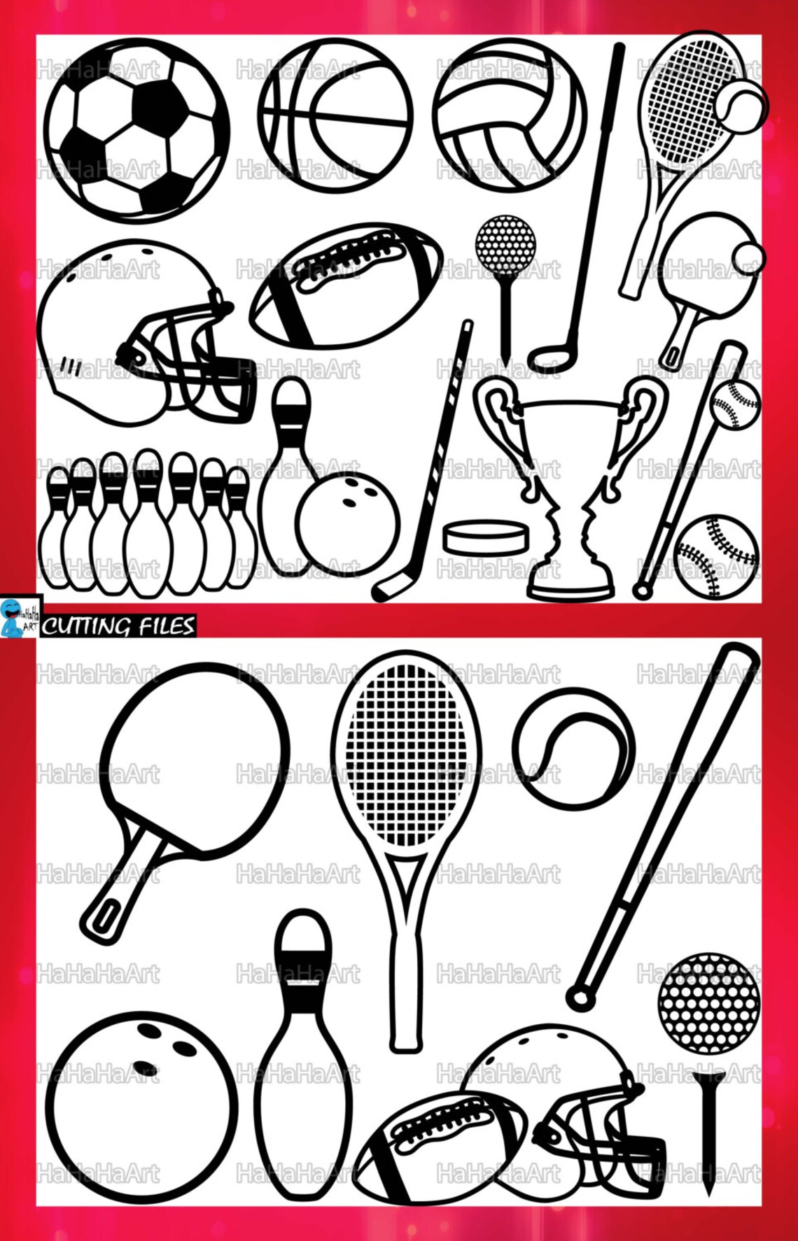 Fun Sport Equipment V1 Cutting Files Svg Png Jpg Eps Dxf | Etsy