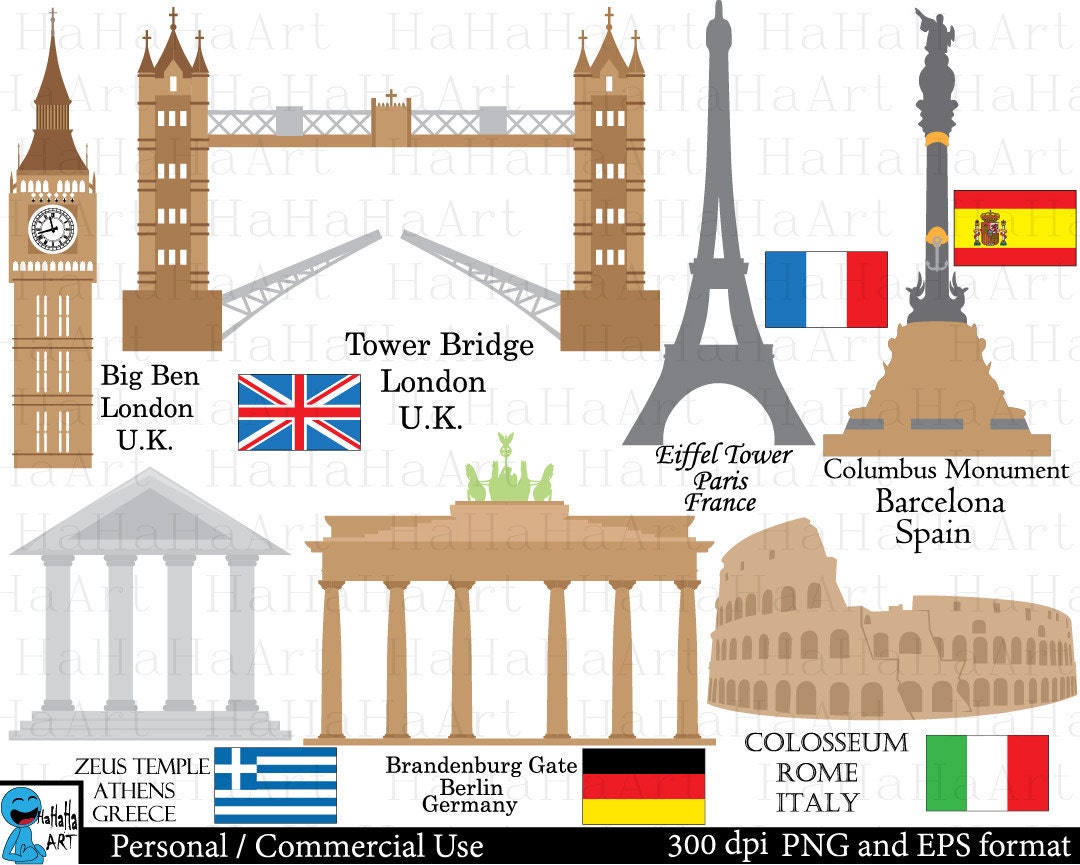Europe Travel- Set Clipart - Digital Clip Art Graphics, Personal ...