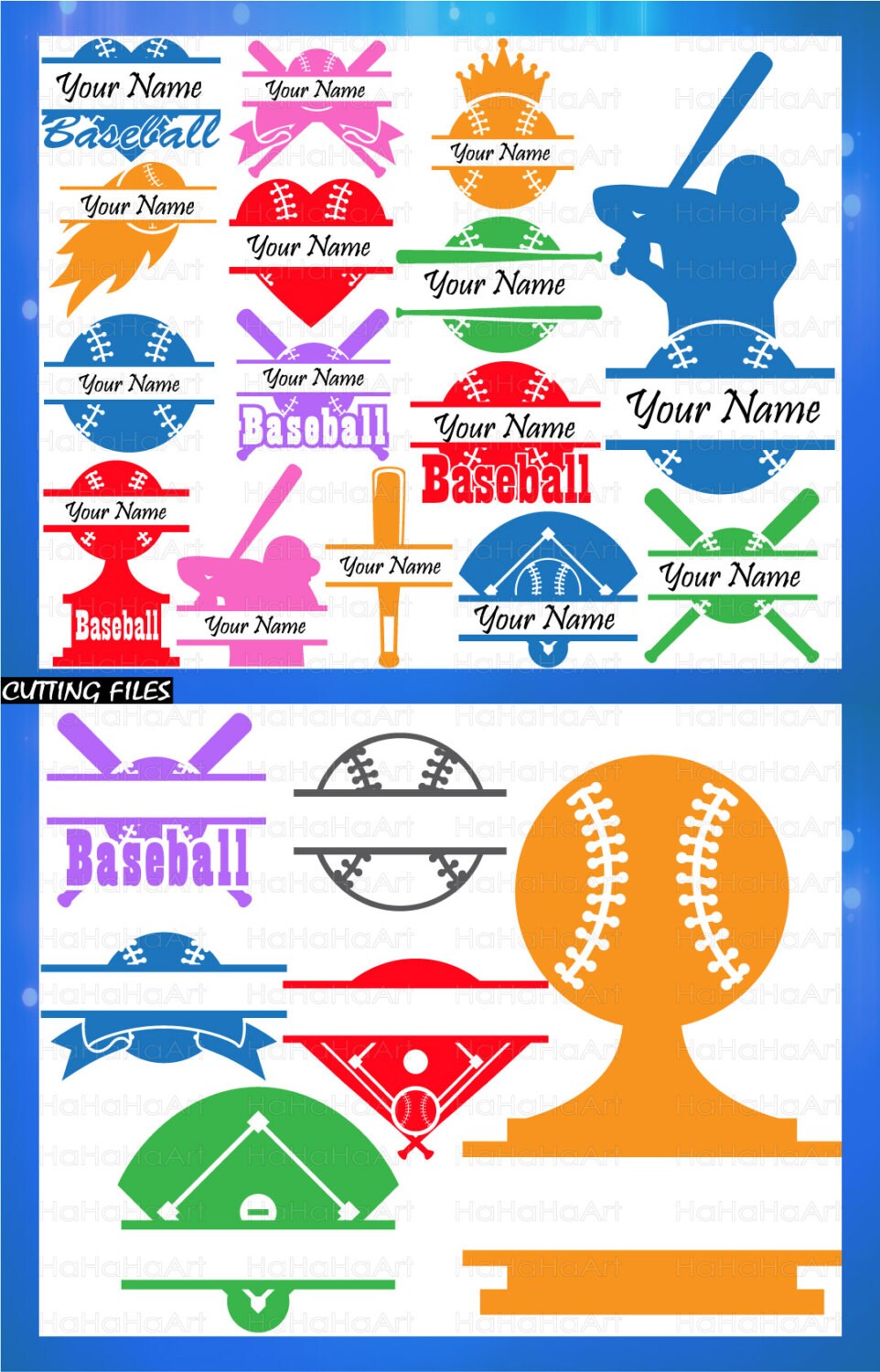 Split Baseball Monogram V1 Cutting Files Svg Png Jpg Eps Dxf - Etsy