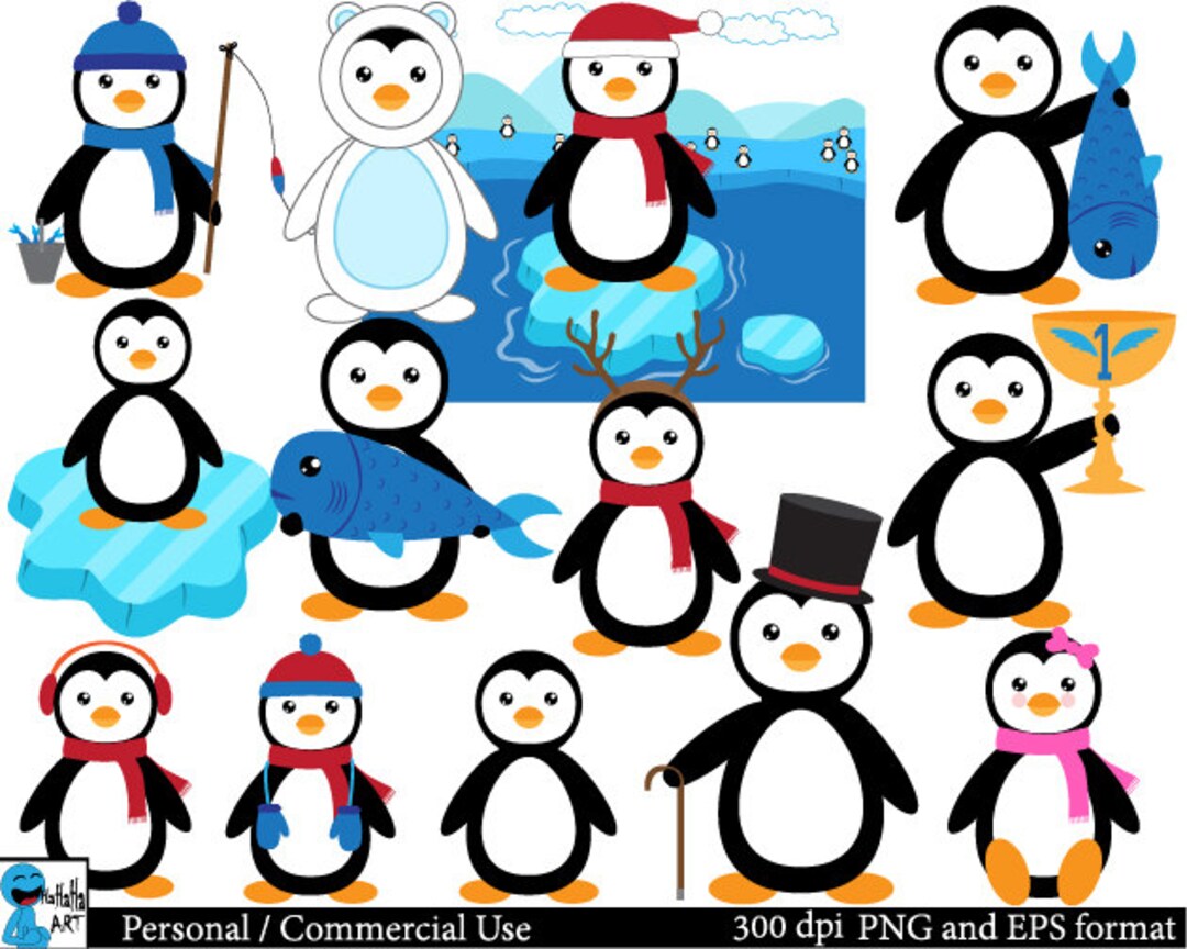 Penguins Set Clipart - Digital Clip Art Graphics, Personal, Commercial ...