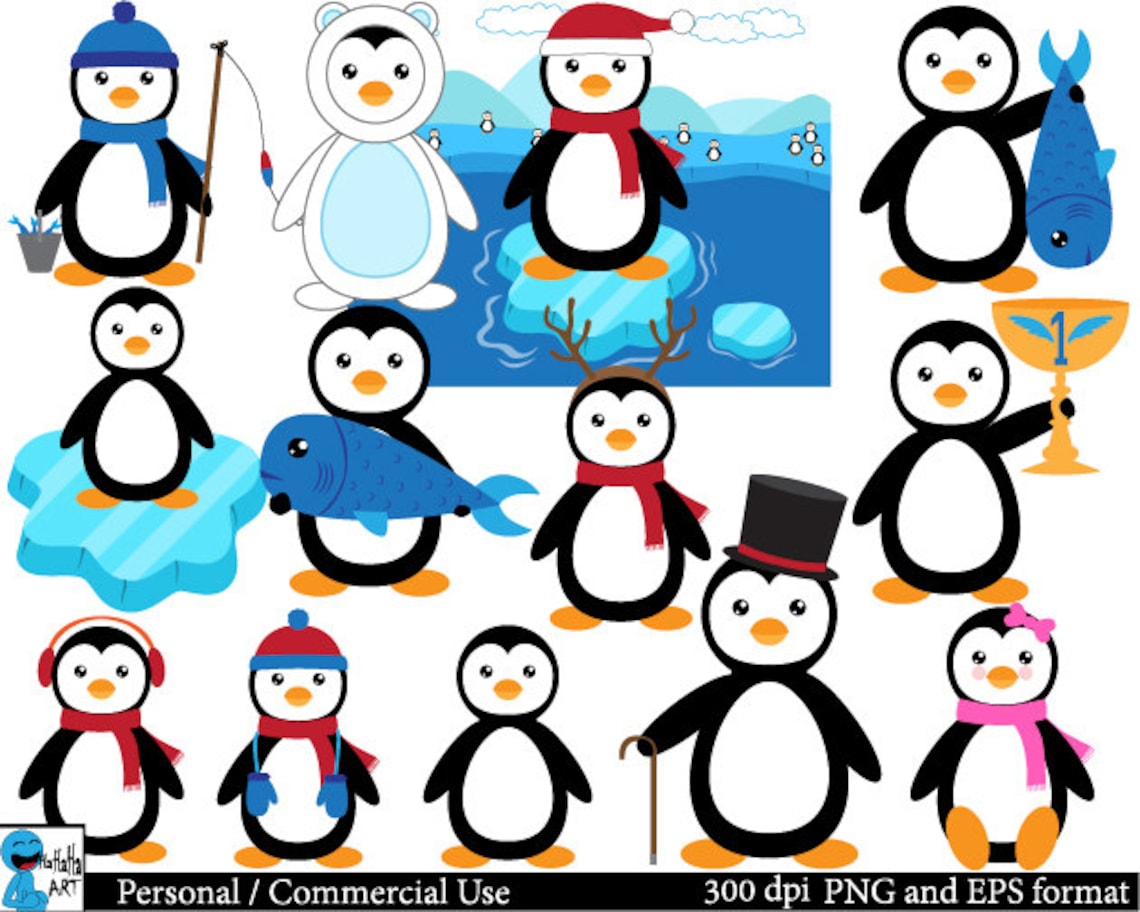 Penguins Set Clipart Digital Clip Art Graphics Personal | Etsy