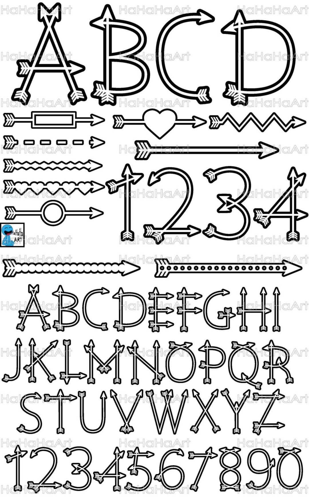 Arrow Alphabet Outline - Cutting Files Svg Png Jpg Eps Dxf Digital ...