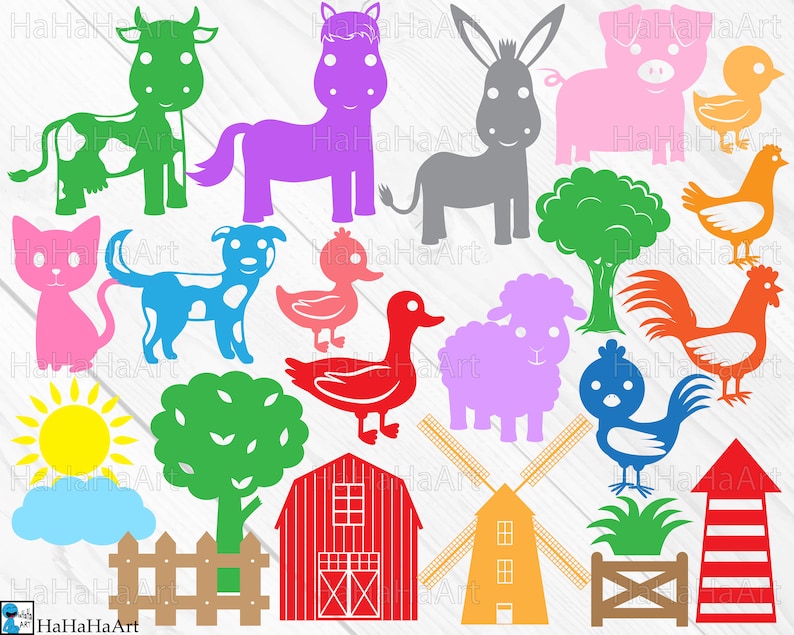 Farm Animals Monogram Clipart / Cutting Files Svg Png Jpg - Etsy