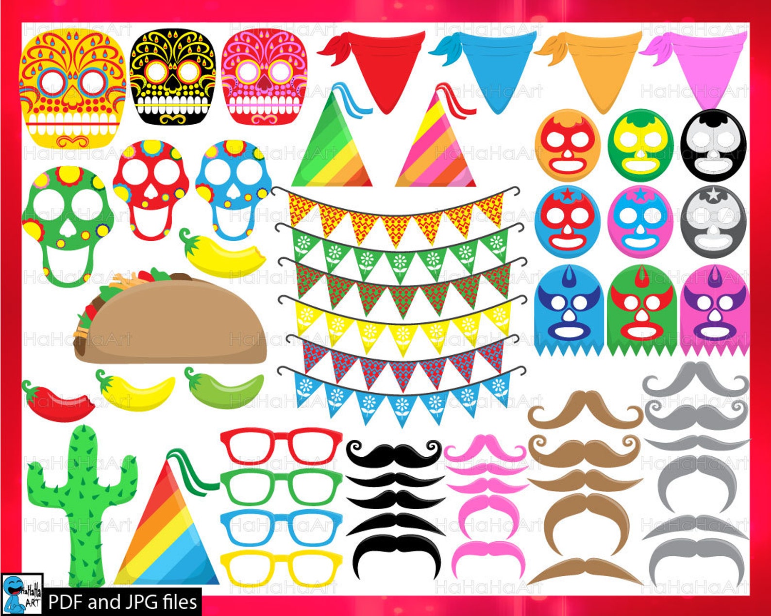 Fiesta Props Clipart PDF JPG Digital Graphic Design Commercial Use Prop ...