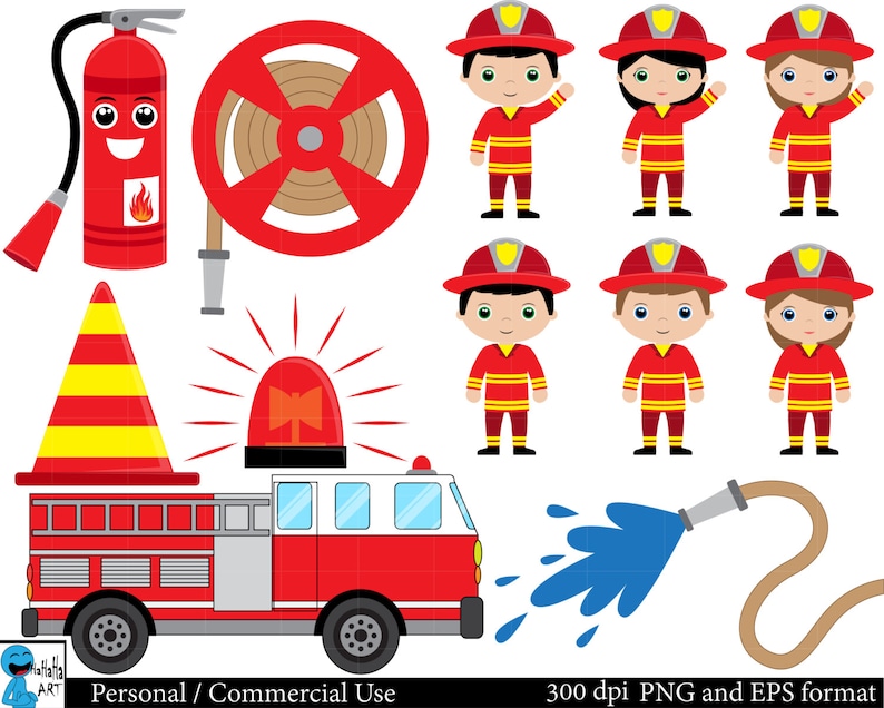 Firefighters Set Clipart Digital Clip Art Graphics Personal - Etsy