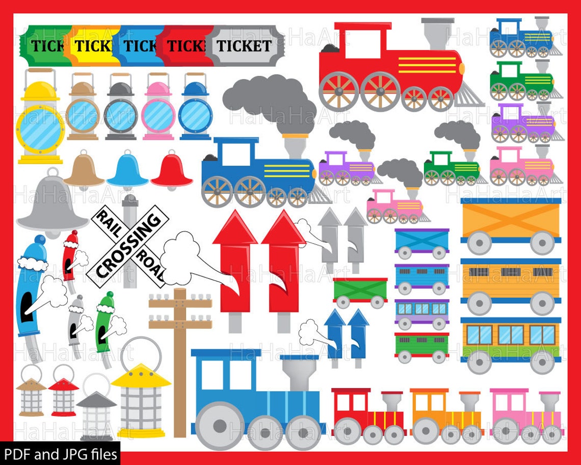 Train Props Clipart PDF JPG Digital Graphic Design - Etsy