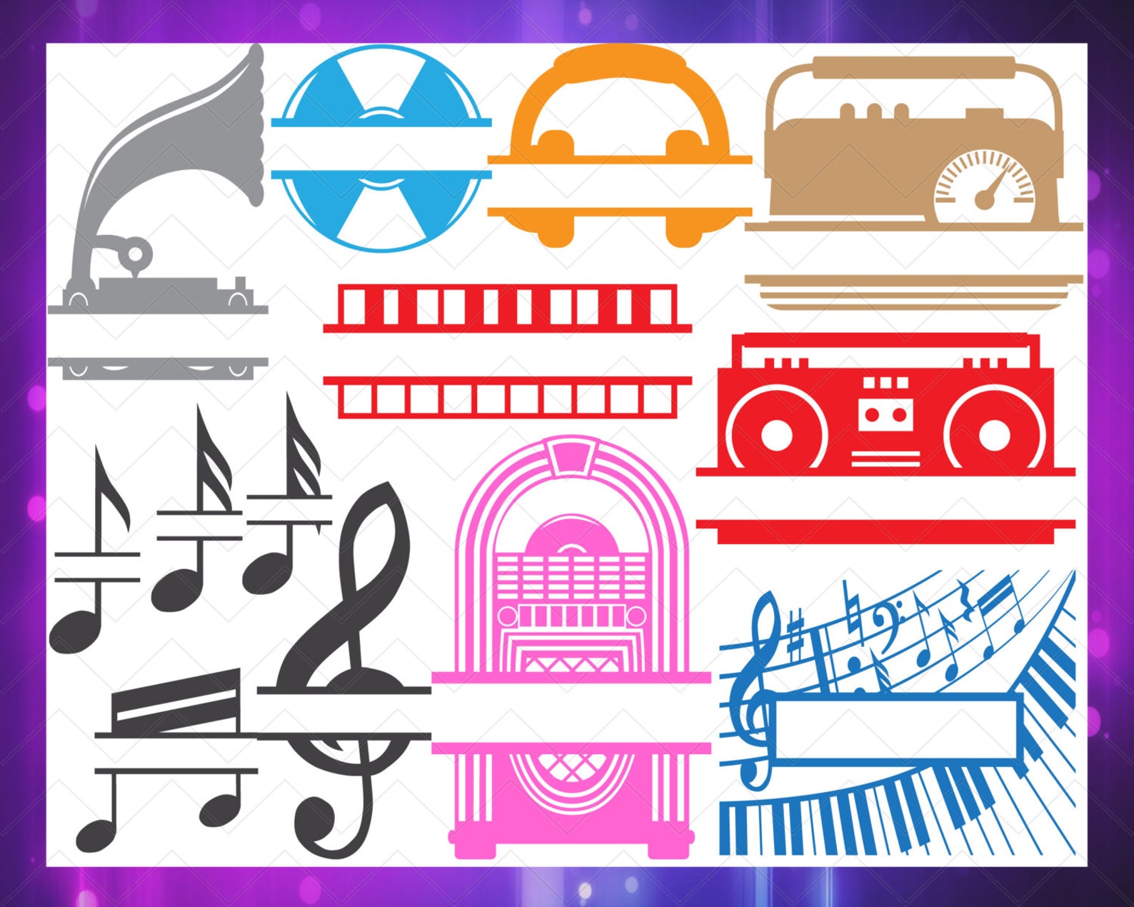 Split The Best Music Monogram Cutting files Svg Png Eps Jpg | Etsy