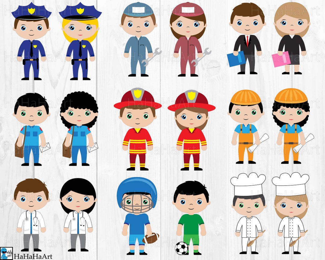 Professions Girls and Boys - Clipart / Cutting Files Svg Png Jpg Dxf ...