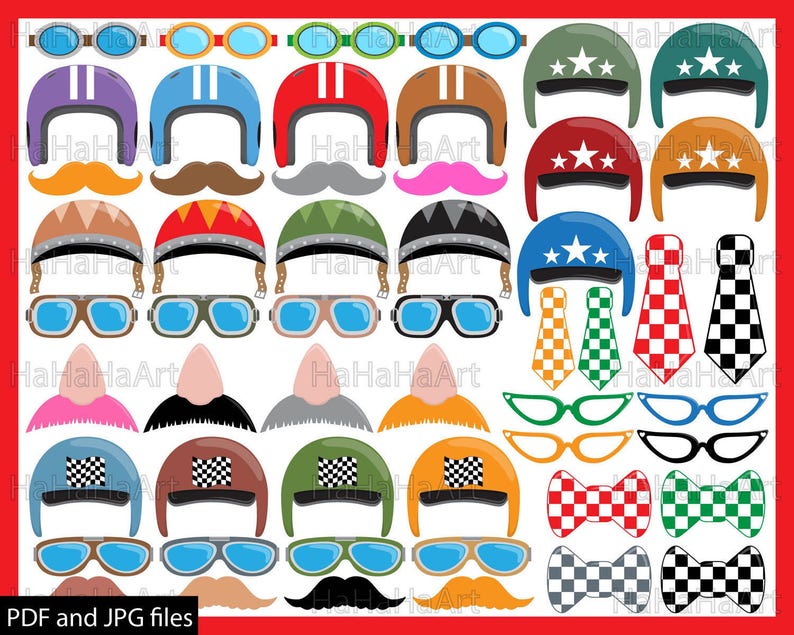 50s Race Car Props V2 ClipArt PDF JPG Digital Graphic Design | Etsy