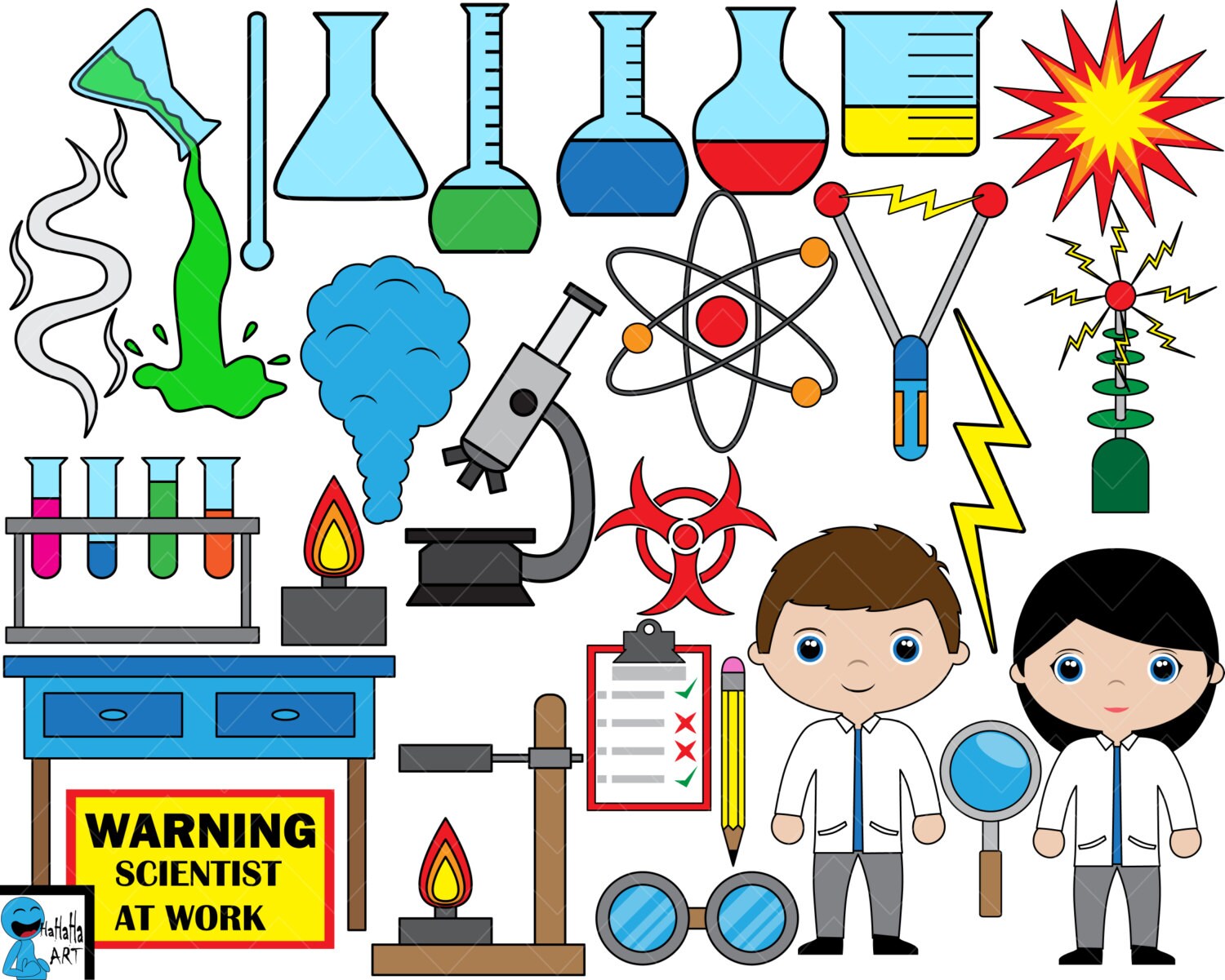 Crazy scientist Set Clipart Digital Clip Art Graphics | Etsy