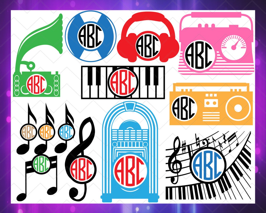 Music Monogram SVG: Circle Font, Cutting Files (digital Download) - Etsy