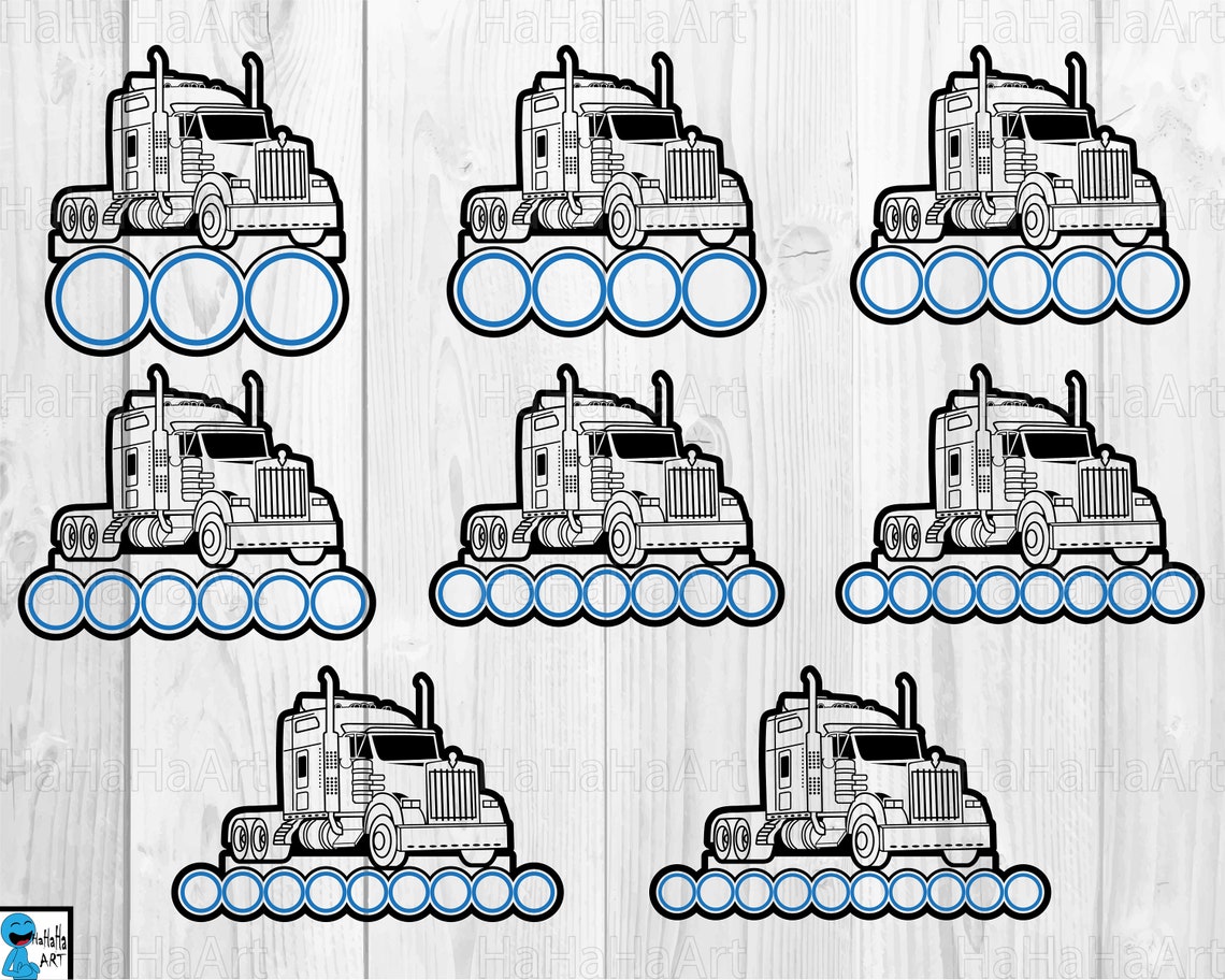 18 Wheeler Truck Circle Name - Clipart / Cutting Files Svg Png Jpg Dxf ...