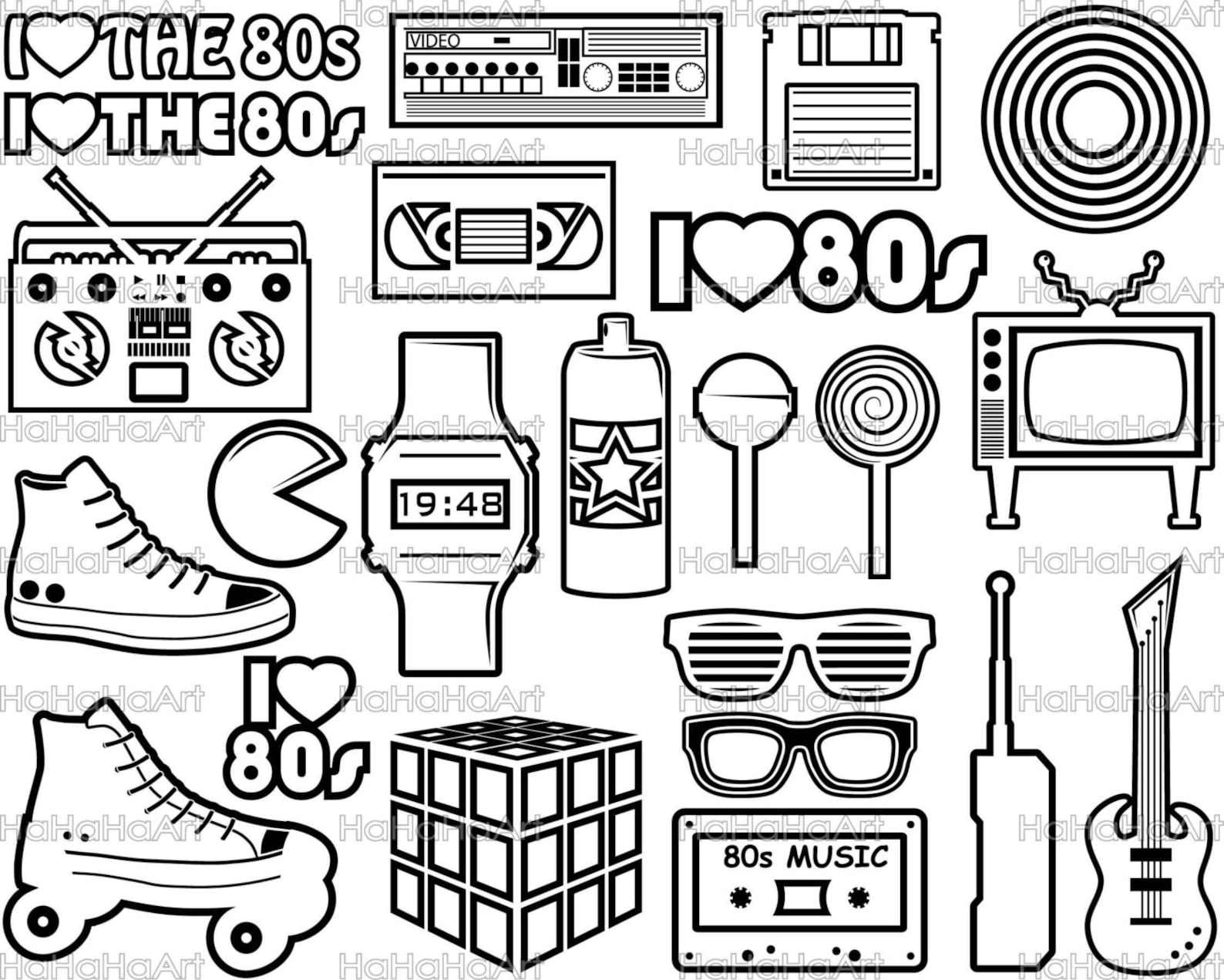 I Love The 80s V2 Monogram Cutting Files Svg Png Jpg Eps Dxf | Etsy