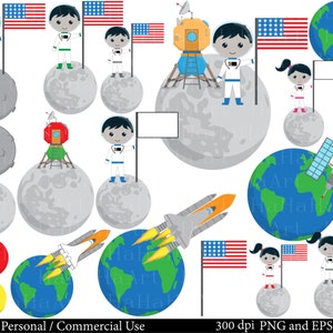 Moon Landing Set Clipart Digital Clip Art Graphics, Personal ...