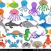 Sea Animals Set Clipart Digital Clip Art Graphics, Personal, Commercial ...