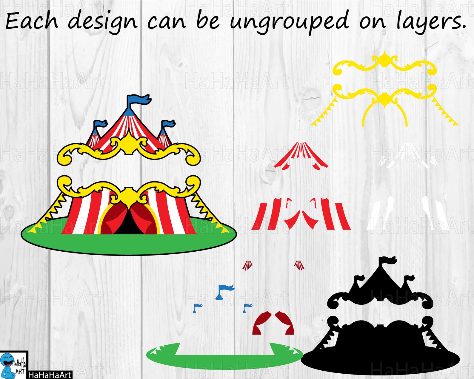 Split Circus Tents Clipart / Cutting Files Svg Png Jpg Dxf - Etsy