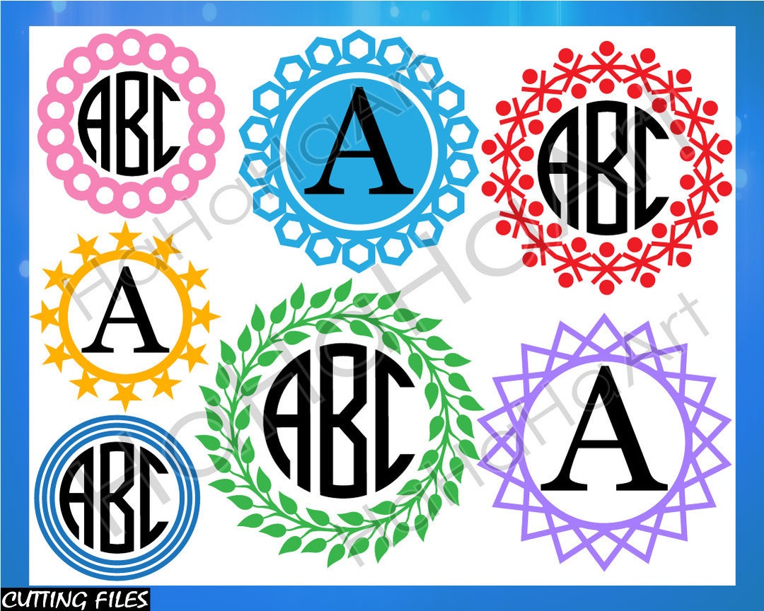 Cute Monogram Frames Cutting Files Svg Png Jpg Eps Dxf Digital Graphic ...