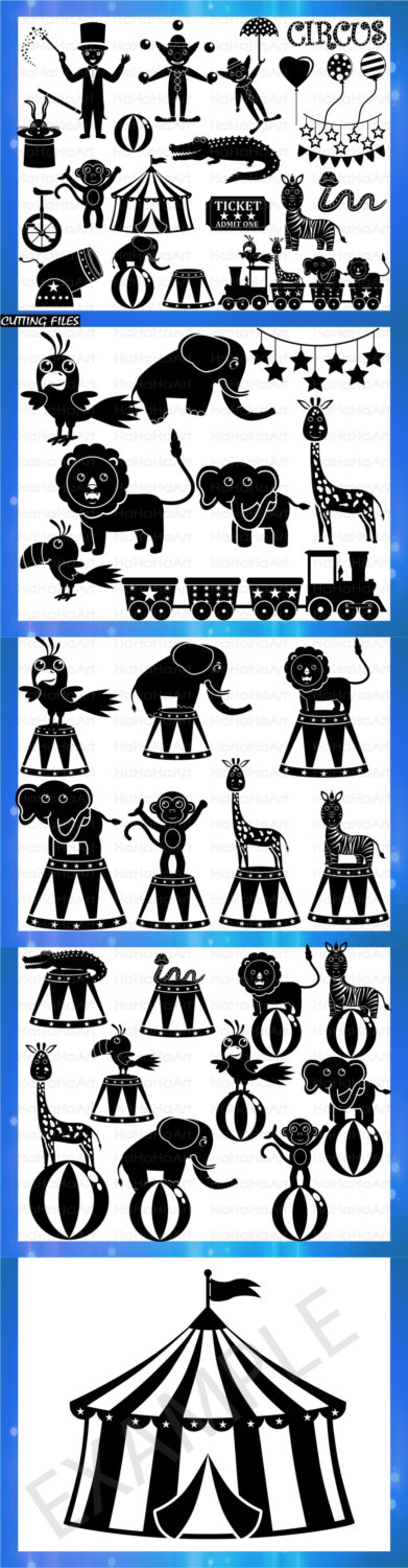 Circus Carnival Black Monogram Cutting Files Svg Png Jpg Eps Dxf ...