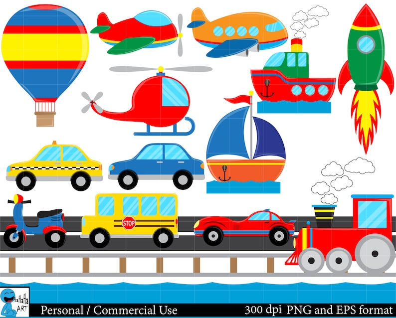 All Transportation Set Clipart - Digital Clip Art Graphics, Personal ...