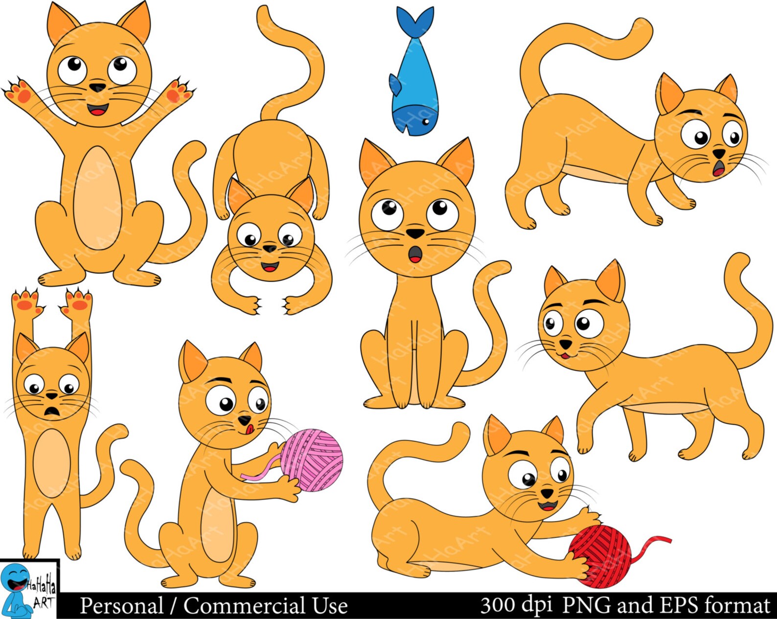 Cute Cats Set Clipart Digital Clip Art Graphics Personal - Etsy