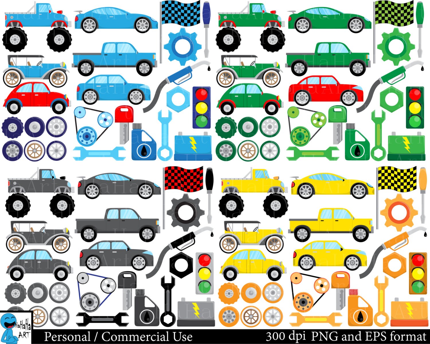 Cool Cars Set Clipart Digital Clip Art Graphics Personal | Etsy
