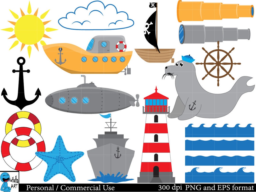 Nautical Set Clipart Digital Clip Art Graphics Personal - Etsy
