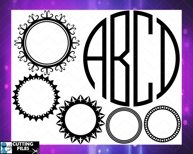 Black Monogram Alphabet 4 letters Cutting files SVG dxf eps | Etsy