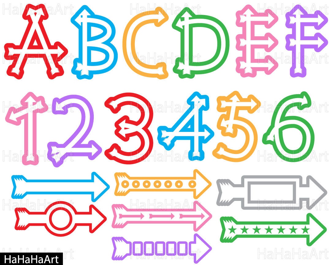Line Arrow Alphabet V3 Color Clipart / Cutting Files Svg Pdf Png Jpg ...