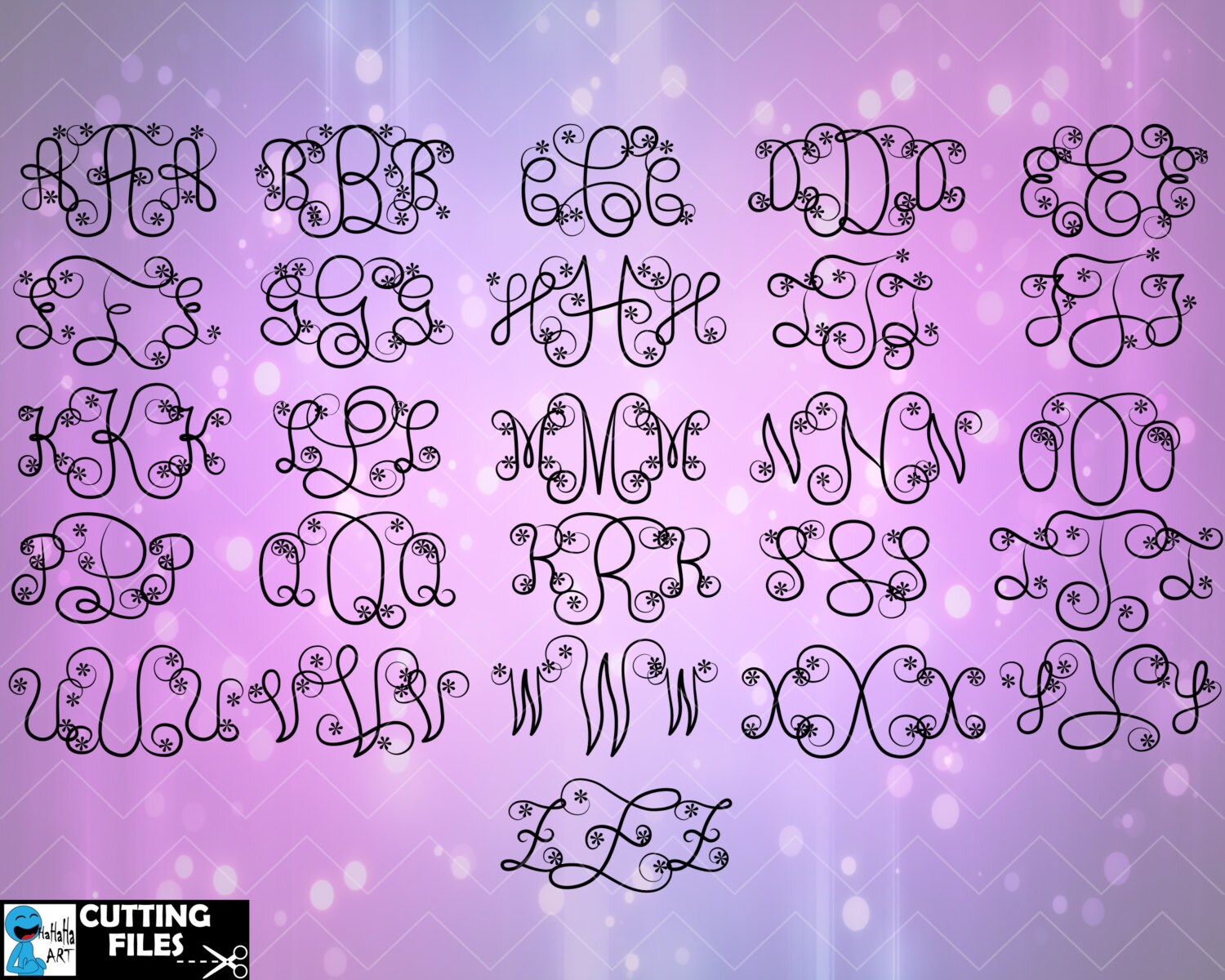 Vine Monogram Alphabet V3 Digital Cutting Files Svg Png Jpg | Etsy