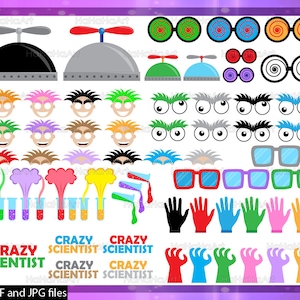 Crazy Scientist Props - Clipart PDF JPG Digital Graphic Design ...