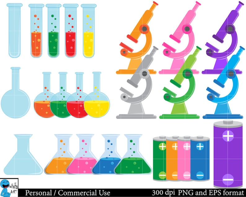 Laboratory Set Clipart Digital Clip Art Graphics Personal | Etsy
