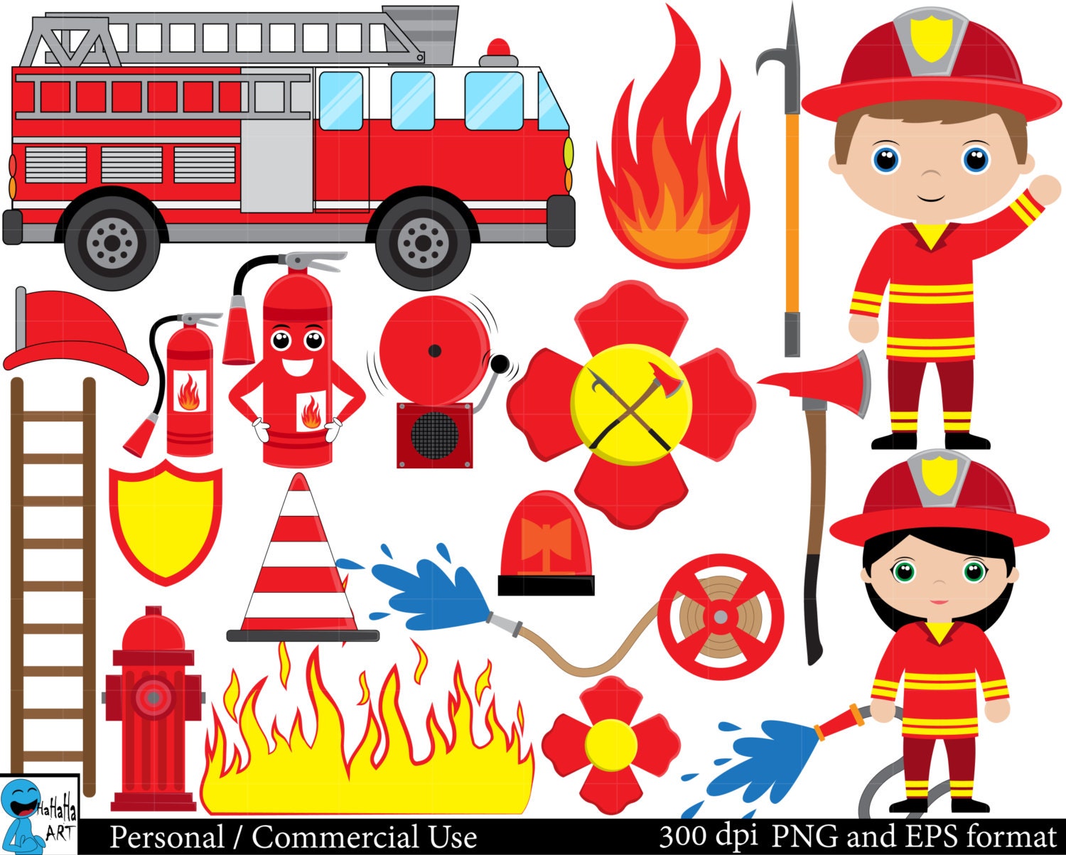 Firefighters Set Clipart Digital Clip Art Graphics Personal - Etsy