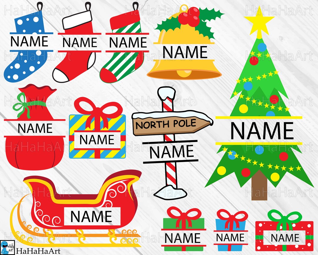 Split Christmas Designs - Clip Art / Cutting Files Svg Eps Dxf Png Jpg ...