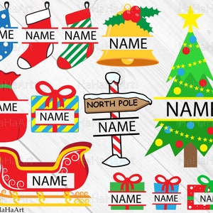 Split Christmas Designs Clip Art / Cutting Files Svg Eps Dxf Png Jpg ...