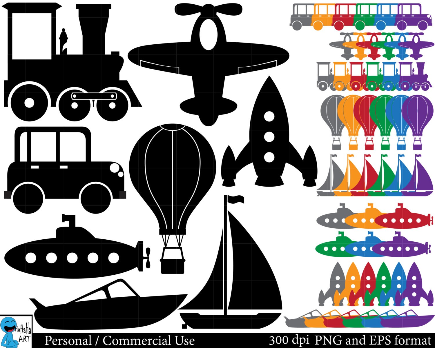 Transportation Set Clipart Digital Clip Art Graphics - Etsy