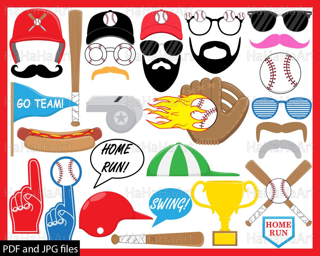 Baseball Props - Clipart PDF JPG Digital Graphic Design Commercial Use ...