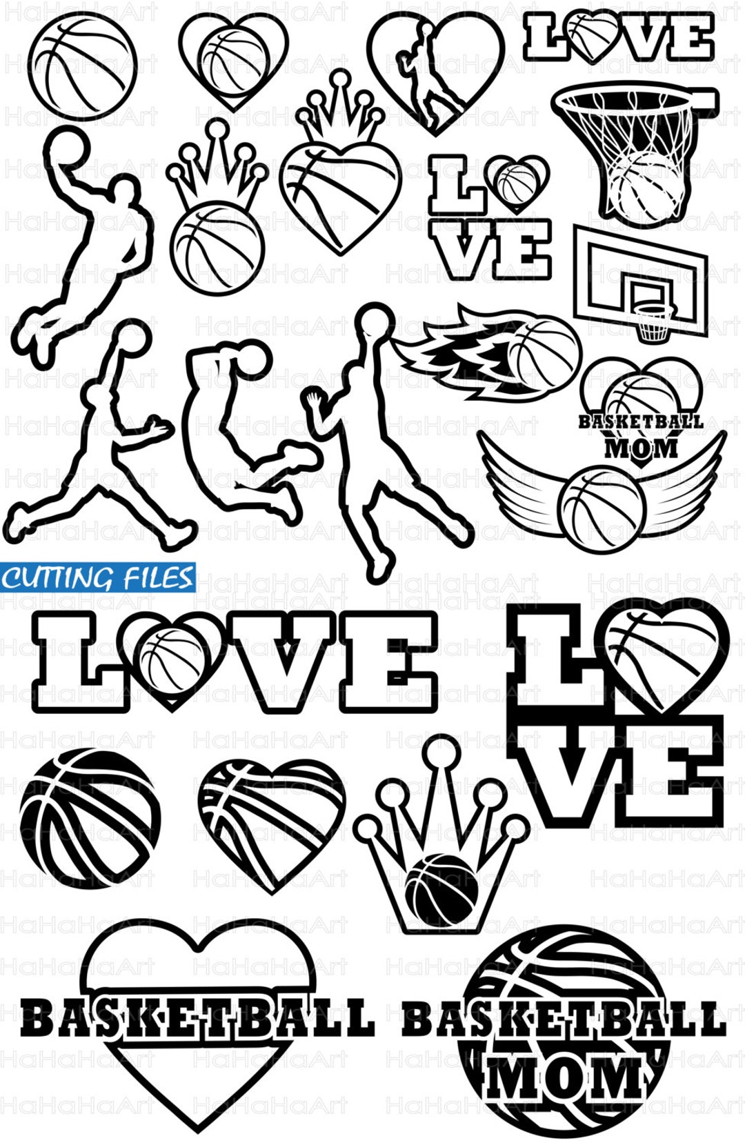 Outline Basketball Monogram - Cutting Files Svg Png Jpg Eps Dxf Digital ...