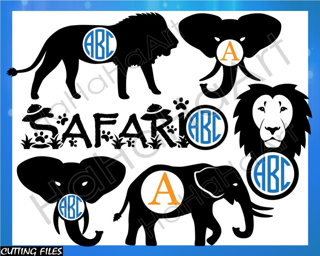 Safari Animals Monogram - Cutting Files Svg Png Jpg Eps Dxf Digital ...