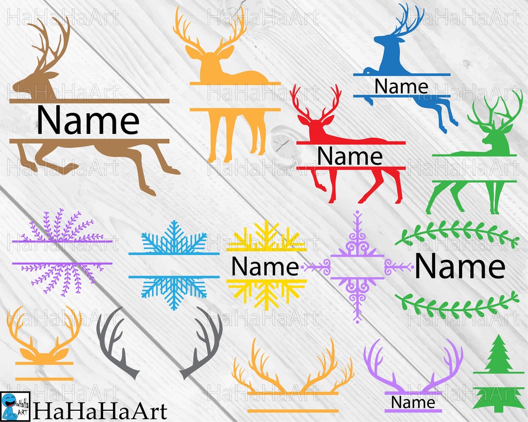 Split Monogram Reindeer - Clip Art / Cutting Files Svg Eps Dxf Png Jpg ...