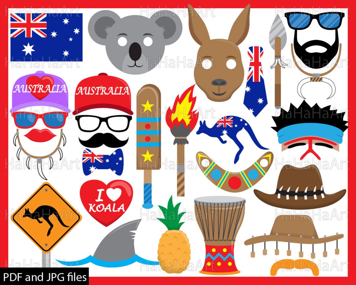 Australia Props Clipart PDF JPG Digital Graphic Design - Etsy
