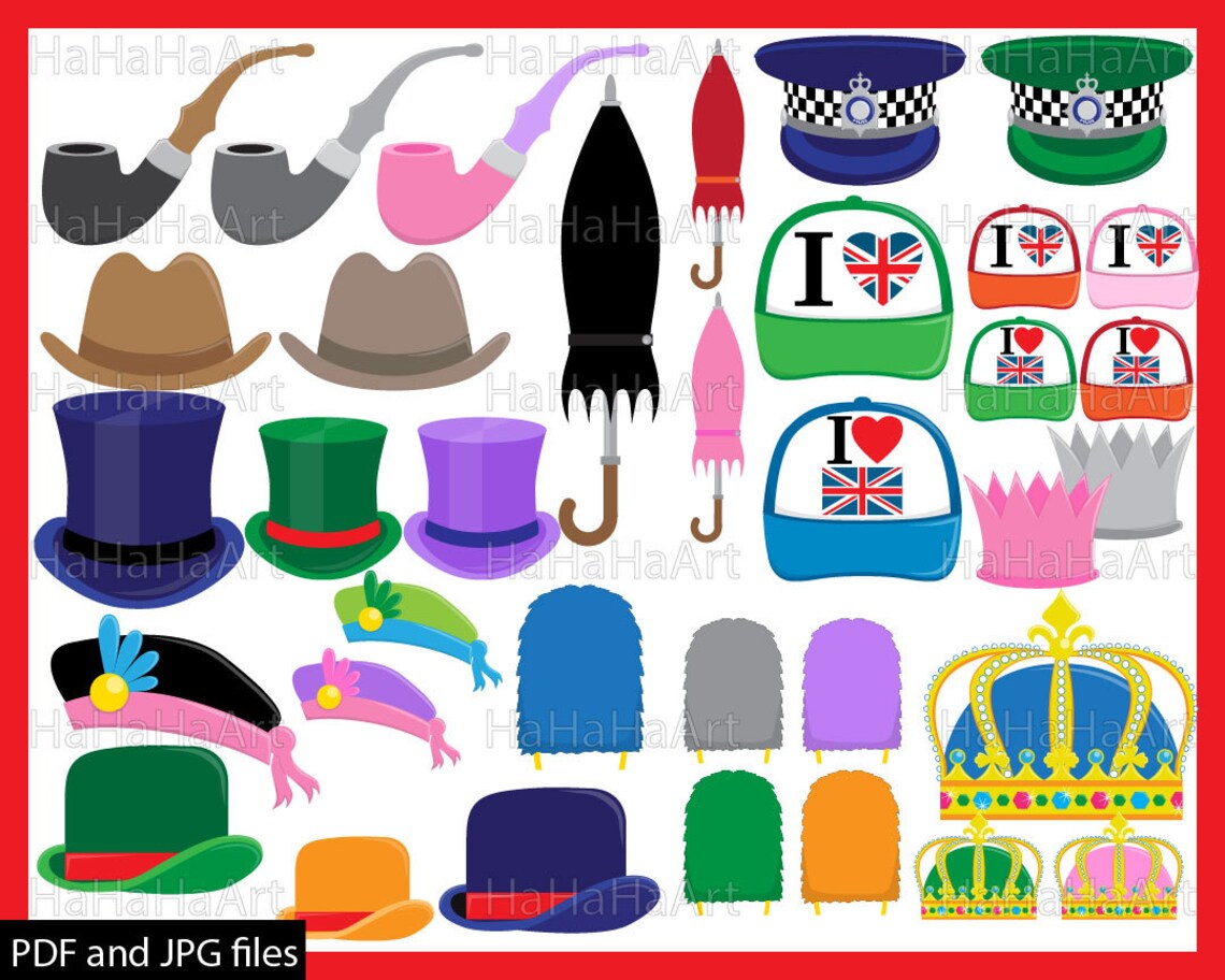 London Photo Booth Props: UK Party Clip Art (PDF, JPG) - Etsy